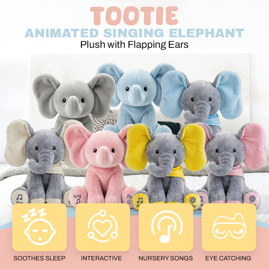 Tootie – Animated Singing Elephant Plush with Flapping Ears – Hostjaya